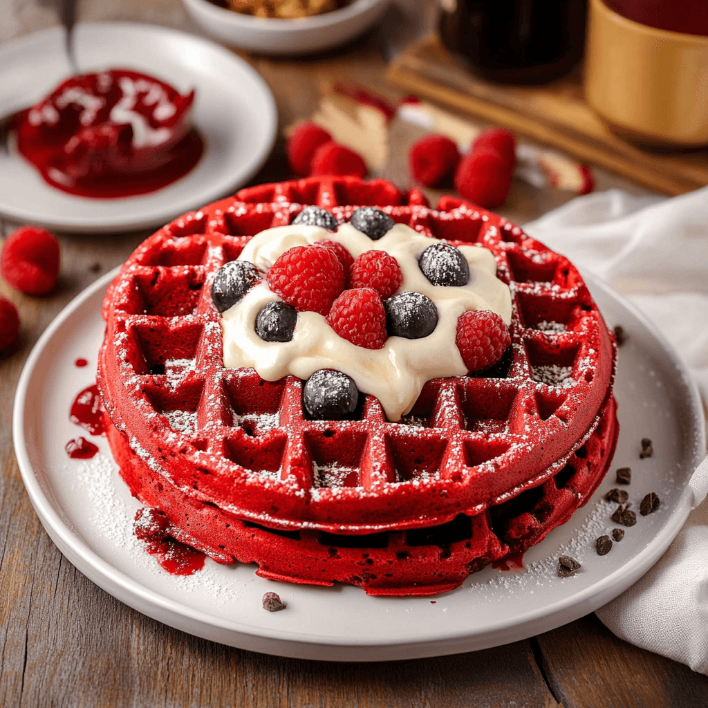 Red Velvet Waffles – Rich, Fluffy & Perfect for Breakfast
