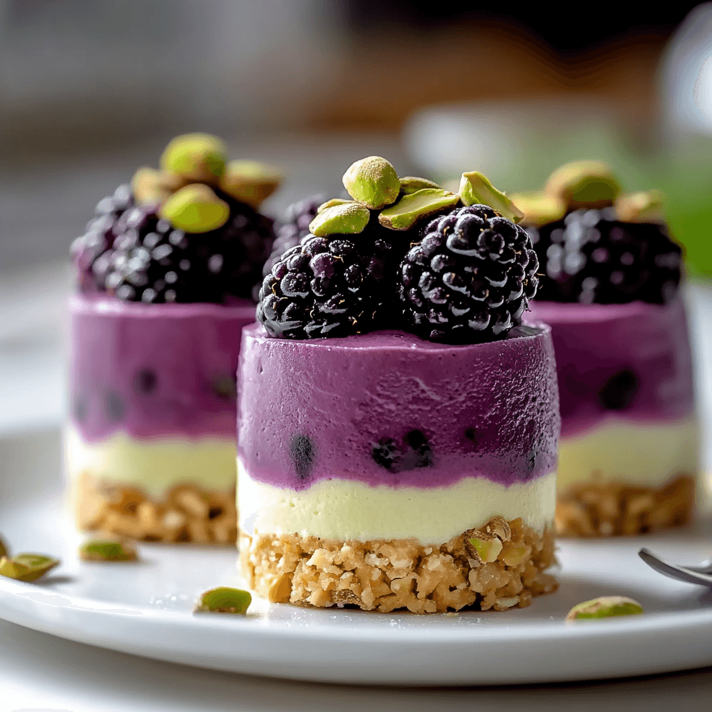 Pistachio & Blackberry Cheesecake Towers